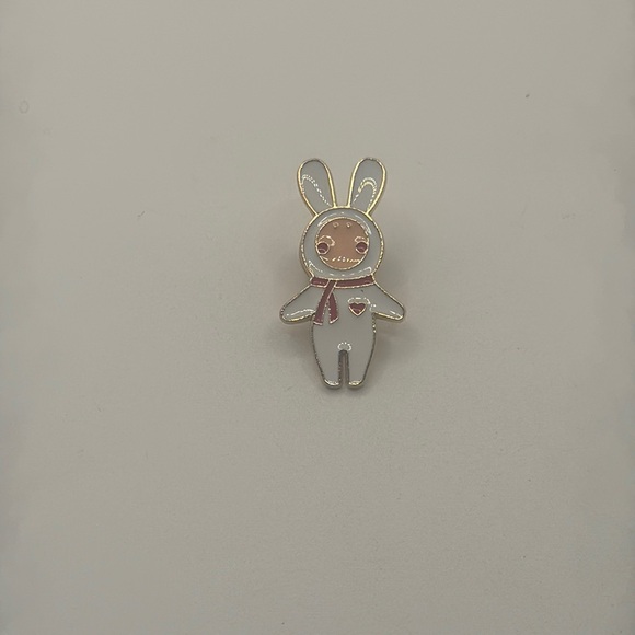 Accessories | Cute Bunny Enamel Pin White And Pink | Poshmark